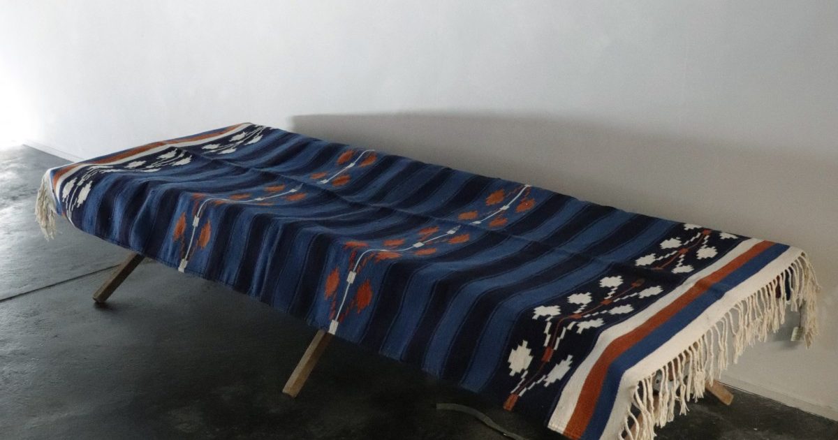 Cotton blue line rug – BROWN. | 京都 二条新町の生活雑貨店